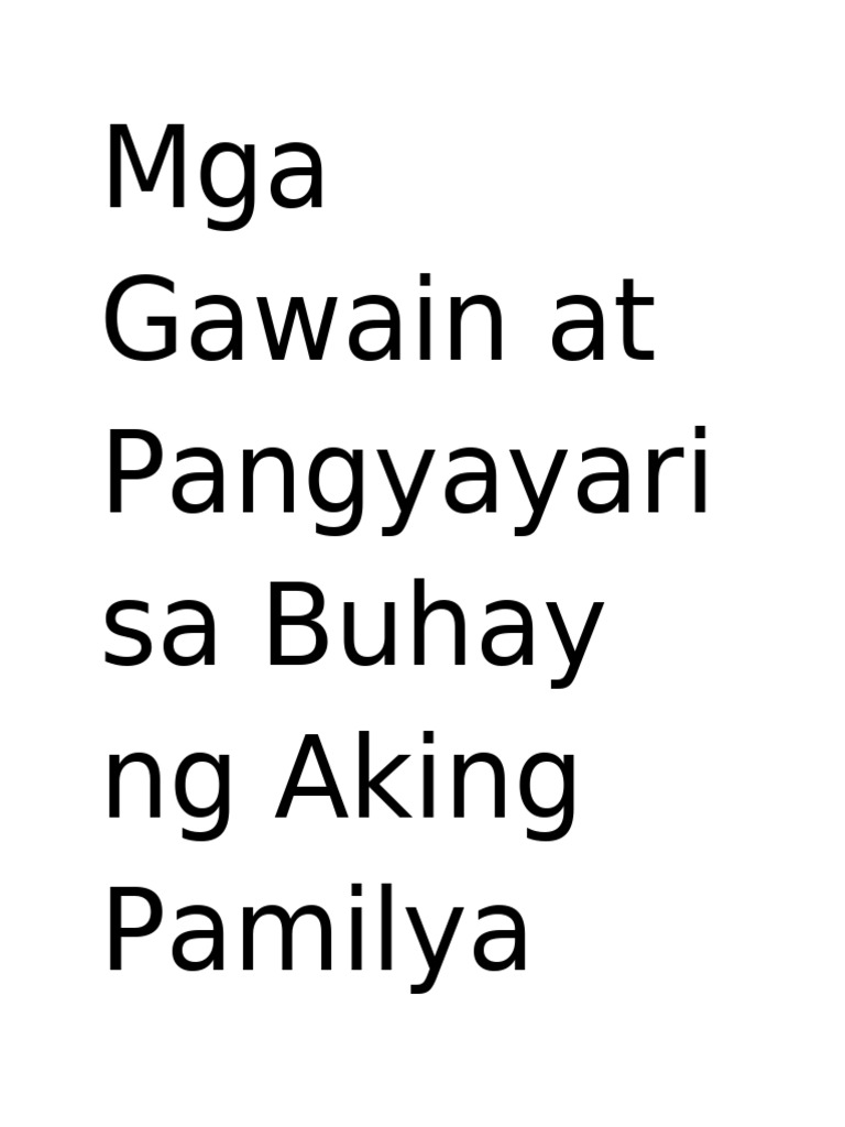 Mga Gawain at Pangyayari Sa Buhay NG Aking Pamilya | PDF
