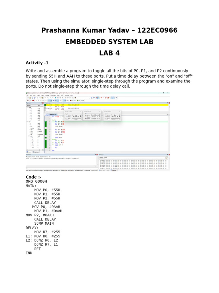Embeddedsystem Lab4 Assignment4 | PDF