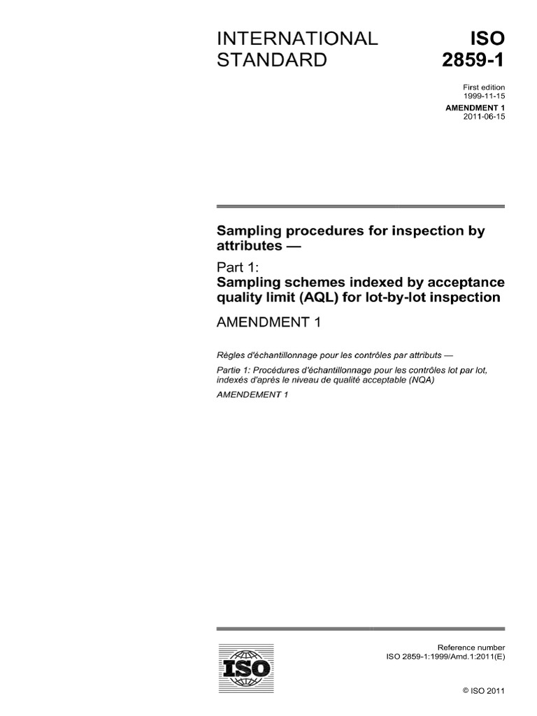 Iso 2859-1 Amd1-2011 | PDF