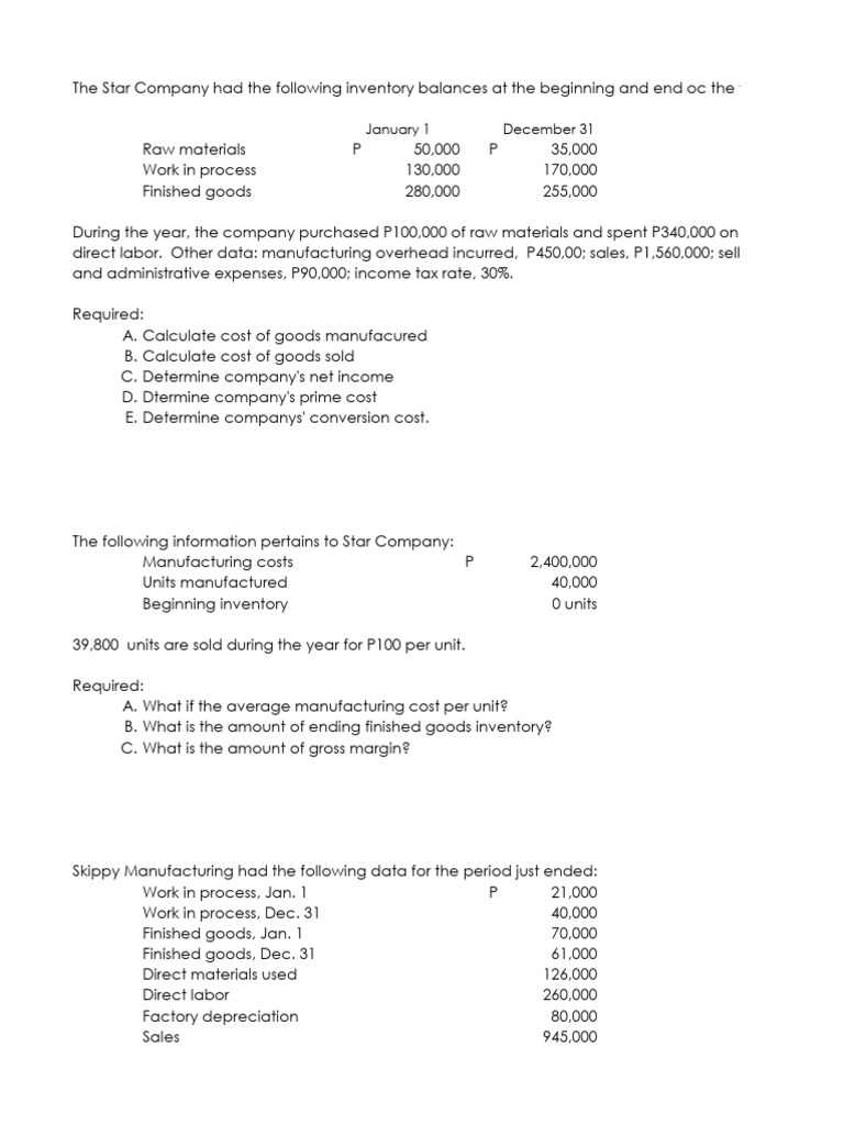 Inventory and Cost Analysis for Companies | PDF | Cost Of Goods Sold | Business