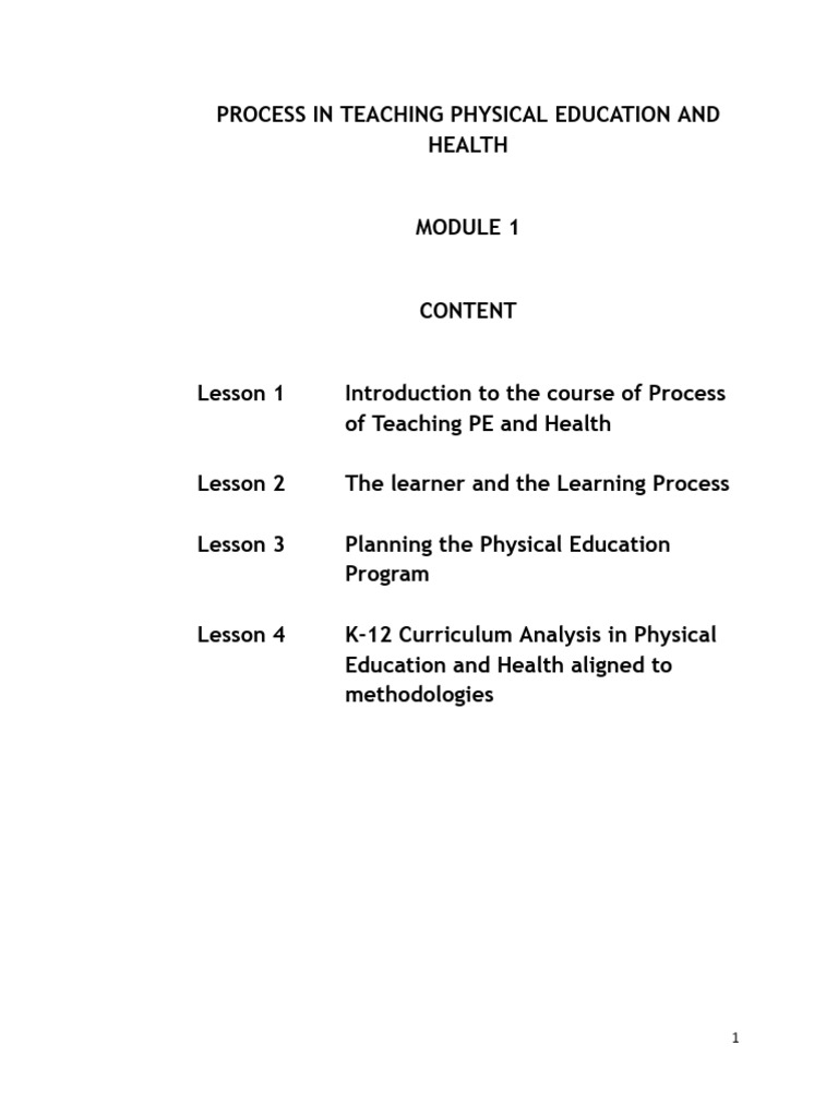 Teaching PE and Health Education Process | PDF | Physical Education ...