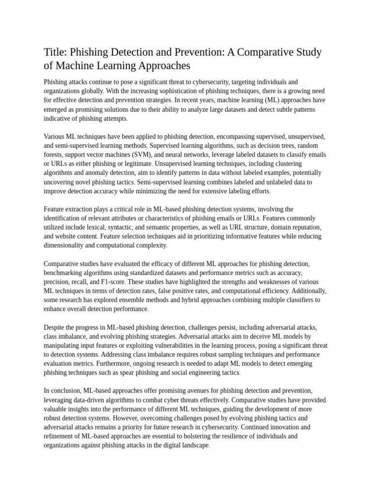 Phishing Detection and Prevention A Comparative Study of Machine ...