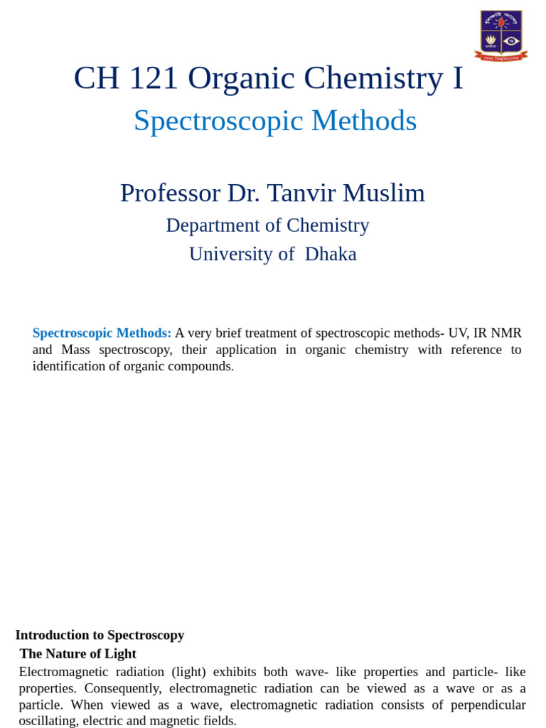 Spectroscopic Methods in Organic Chemistry | PDF | Spectroscopy | Mass ...