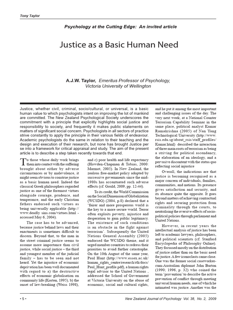 Justice as a Fundamental Human Need | PDF | Justice | Crime & Violence