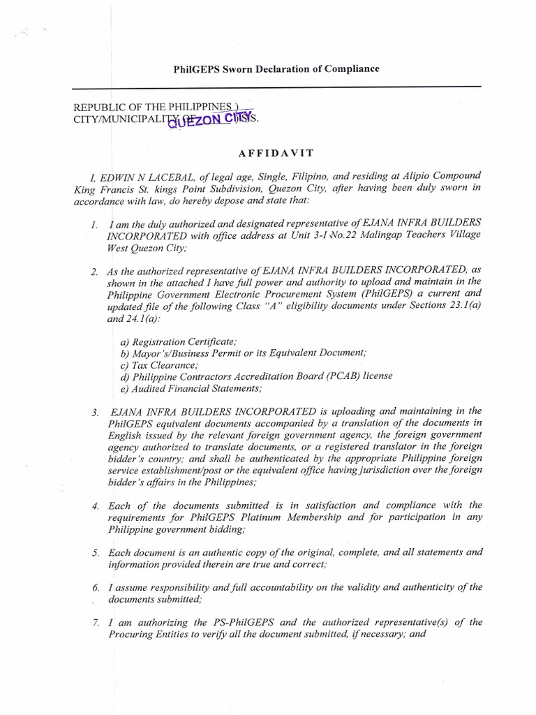 Affidavit Philgeps | PDF