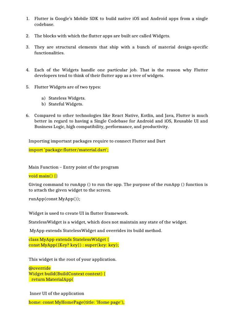 Flutter in Short Keyword | PDF