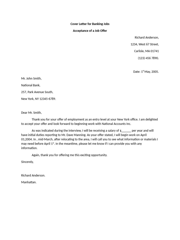 Cover Letter For Banking Jobs KK | PDF