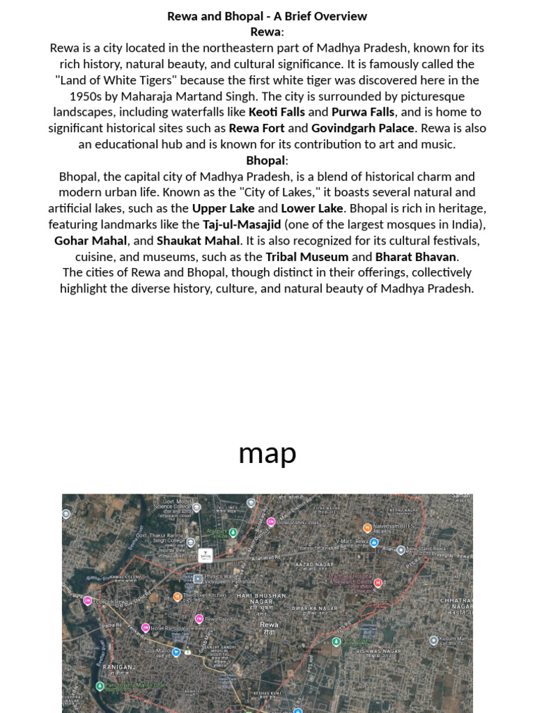 Rewa and Bhopal - A Brief Overview | PDF