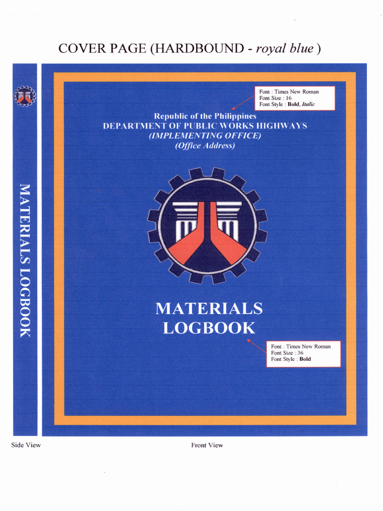 DPWH Materials Logbook Cover | PDF
