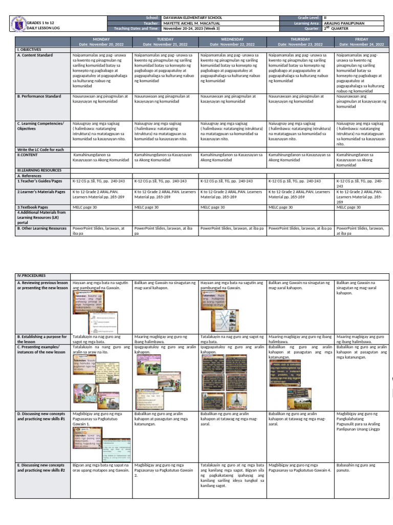 DLL Quarter 2 - AP - Week 3 | PDF
