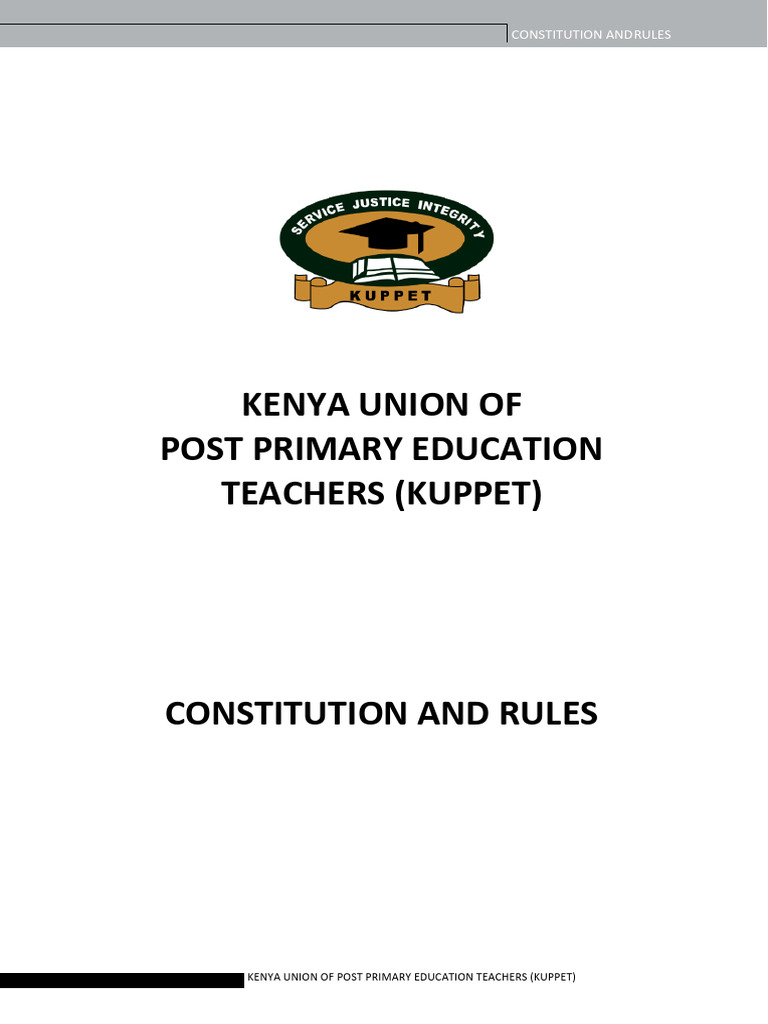 KUPPET Constitution 9 1 25 | PDF | Teachers | Gender Equality