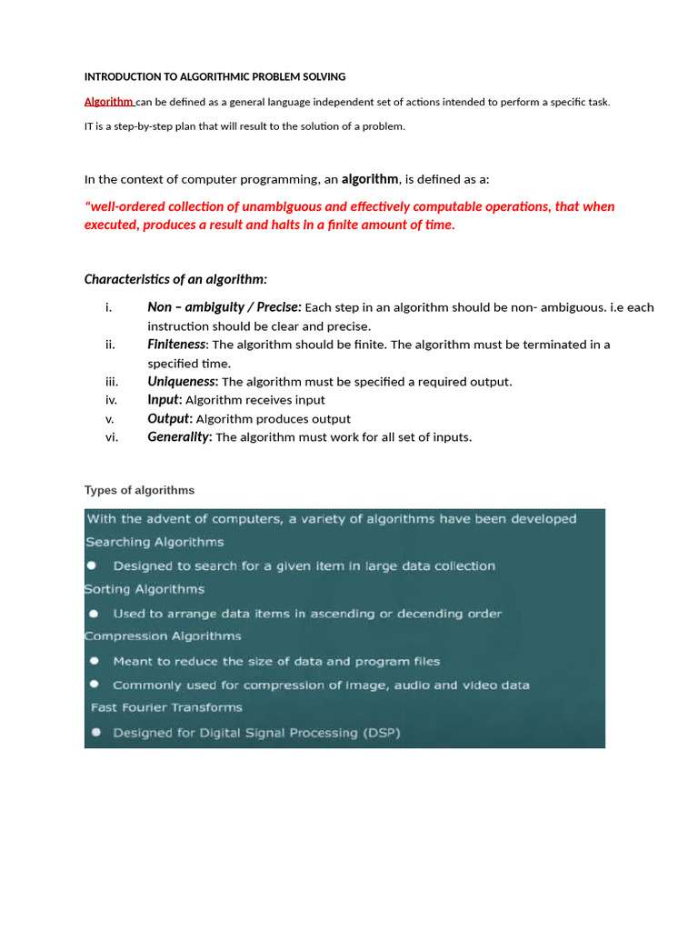 Lesson 6 Updated Introduction To Algorithmic Problem Solving Part 2 of 3 | PDF | Algorithms ...