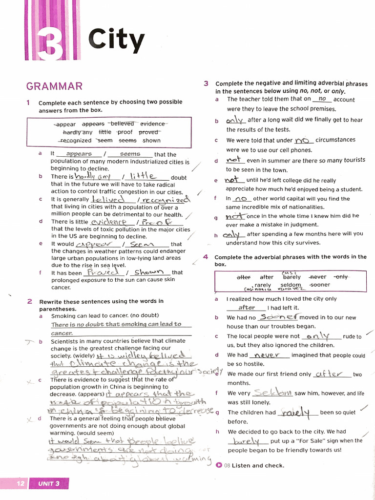 Workbook Unit 3 | PDF