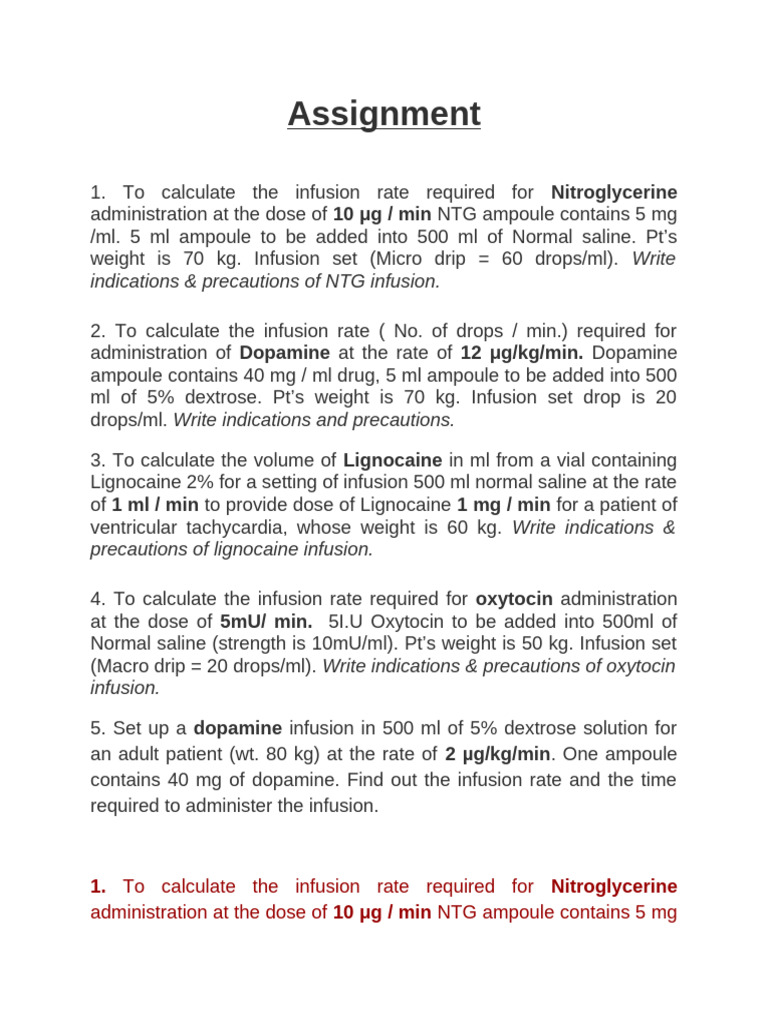 IV Infusion Rate Calculations Examples 2 | PDF | Intravenous Therapy ...