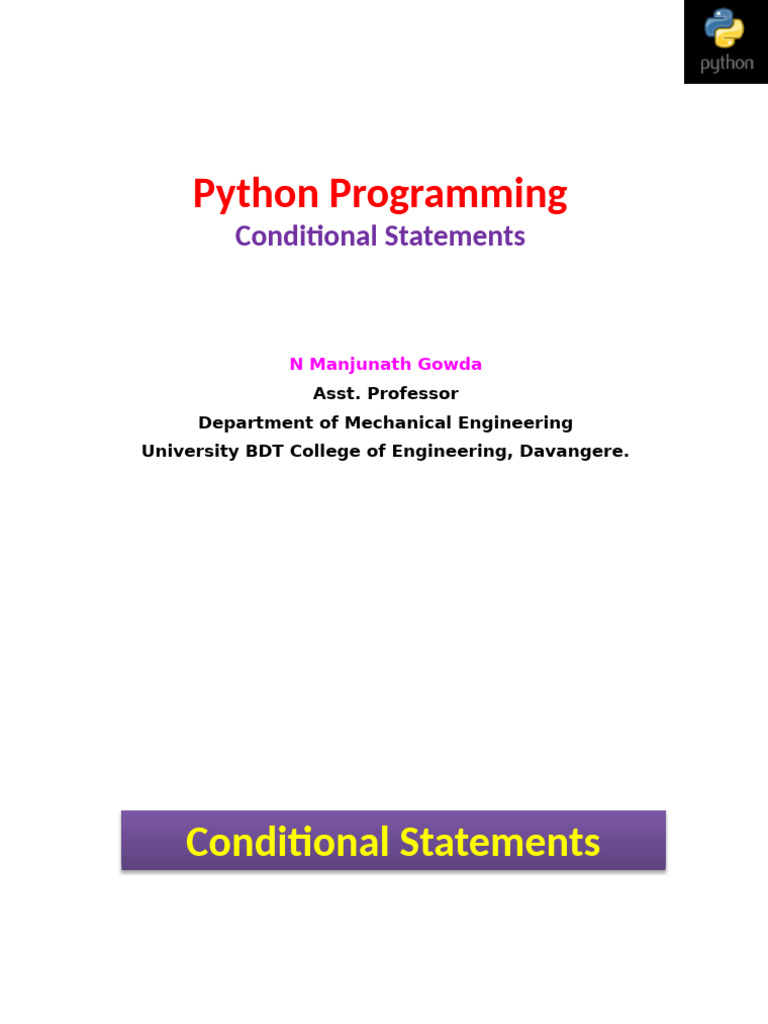 Python Programming_Conditional Statements | PDF | Mathematical Logic ... Python Programming_Conditional Statements | PDF | Mathematical Logic ...