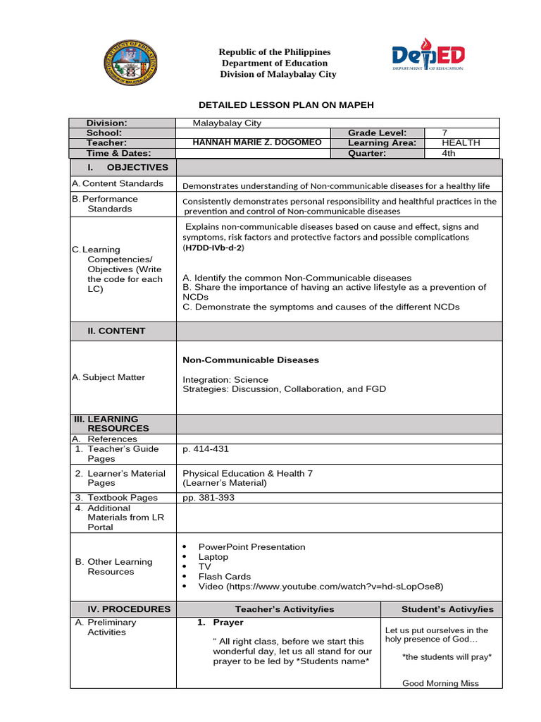 Health 7 - Non-Communicable Diseases | PDF | Non Communicable Disease ...