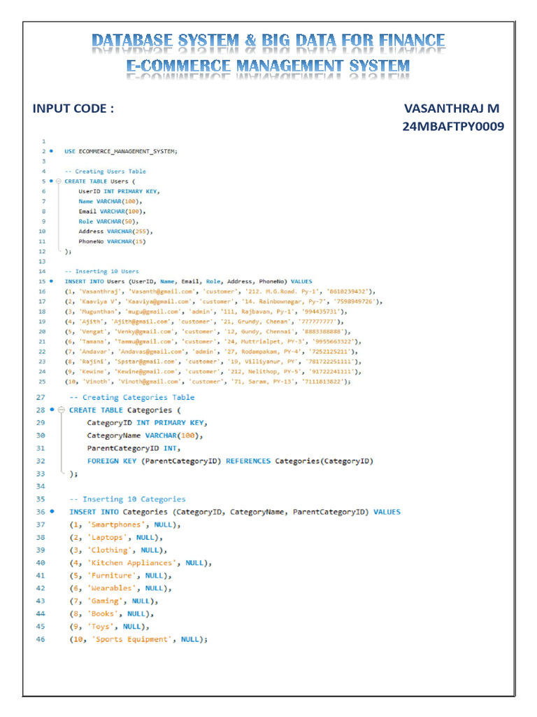 ECOMMERCE DATABASE | PDF