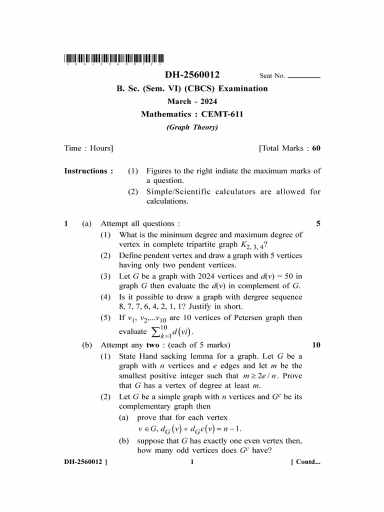 2560012-1 | PDF | Vertex (Graph Theory) | Graph Theory