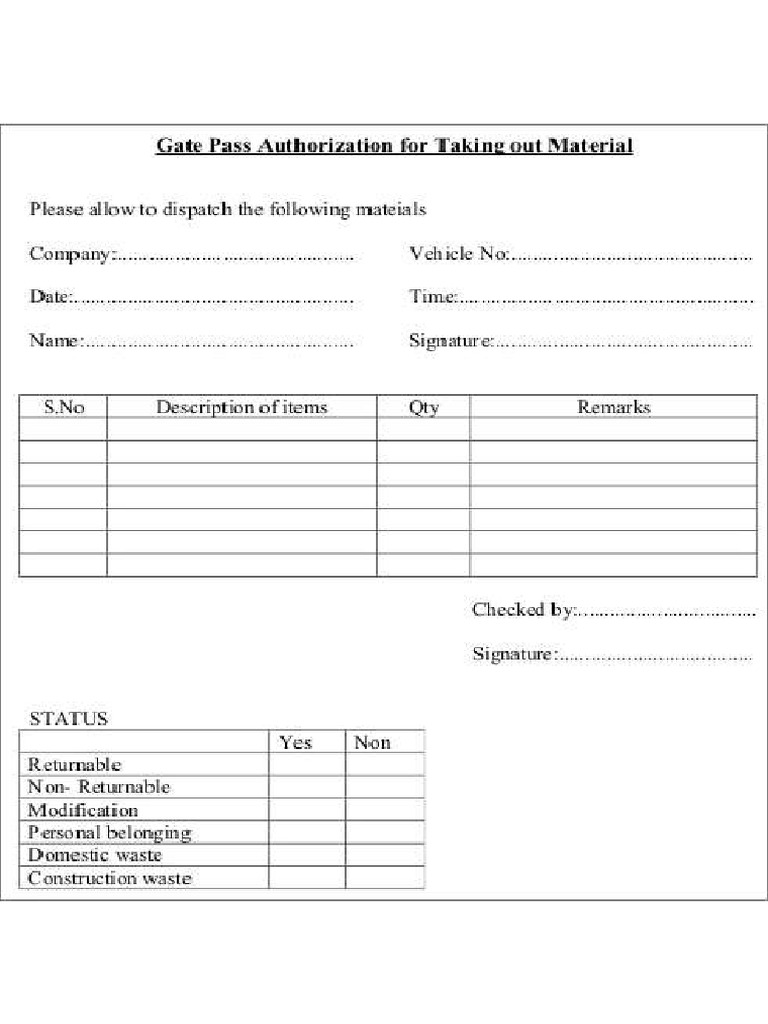 Gate Pass | PDF