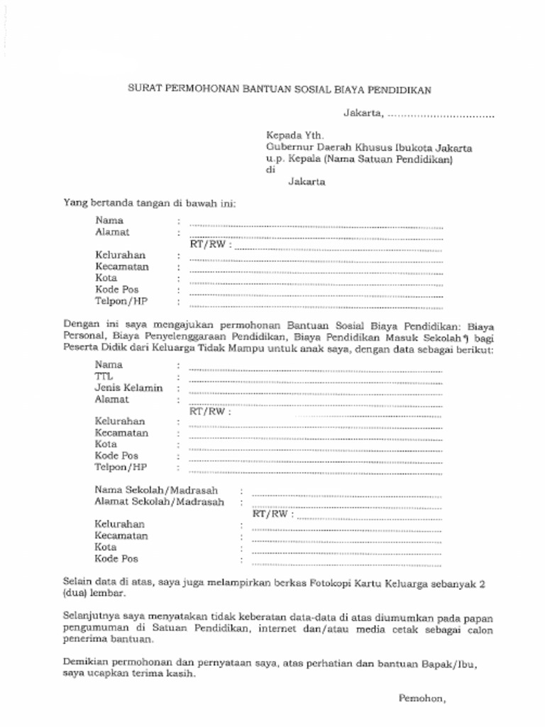 Surat Permohonan KJP Plus 2025 | PDF