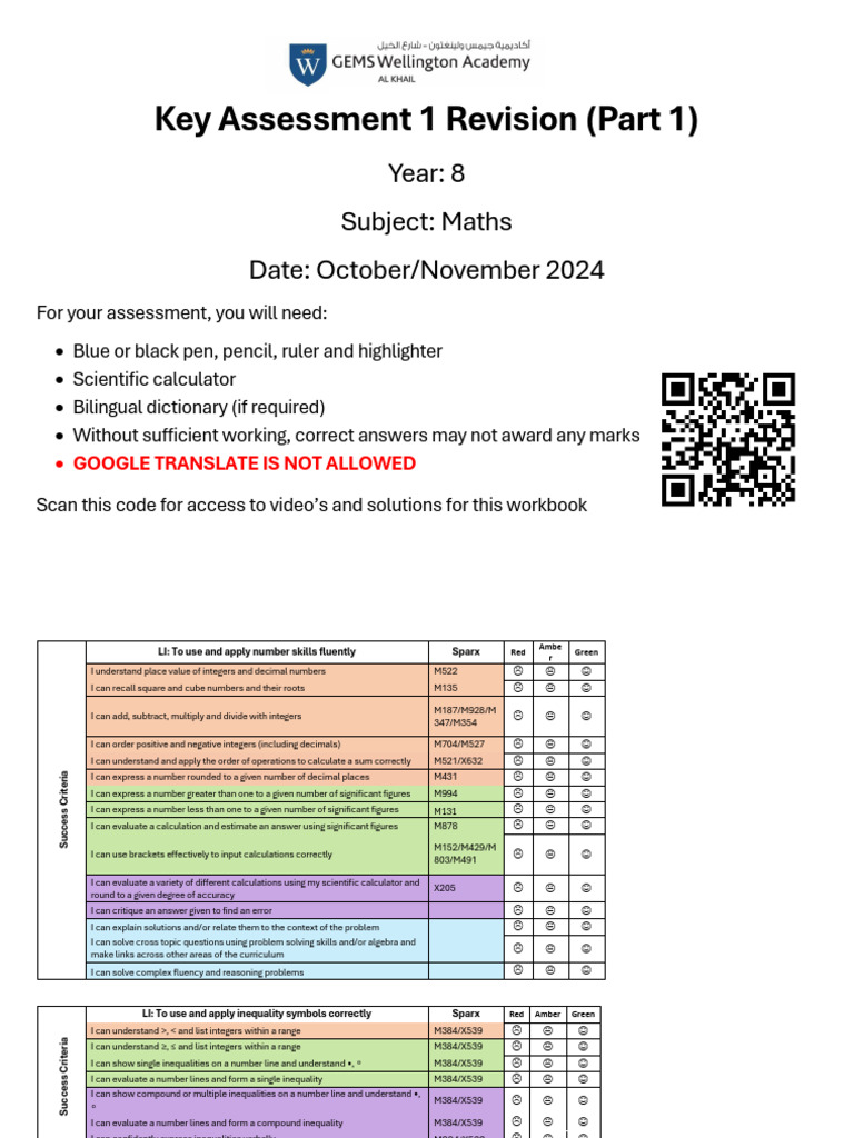 Year 8 KA1 Revision Part 1 | PDF | Numbers | Significant Figures