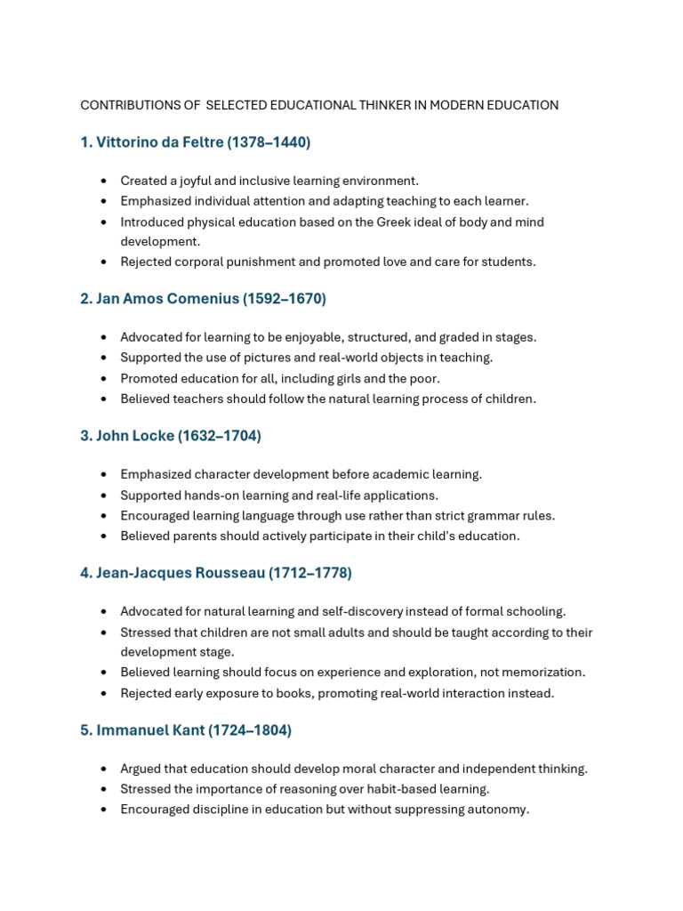 Influential Thinkers in Modern Education | PDF | Learning | Behavior ...