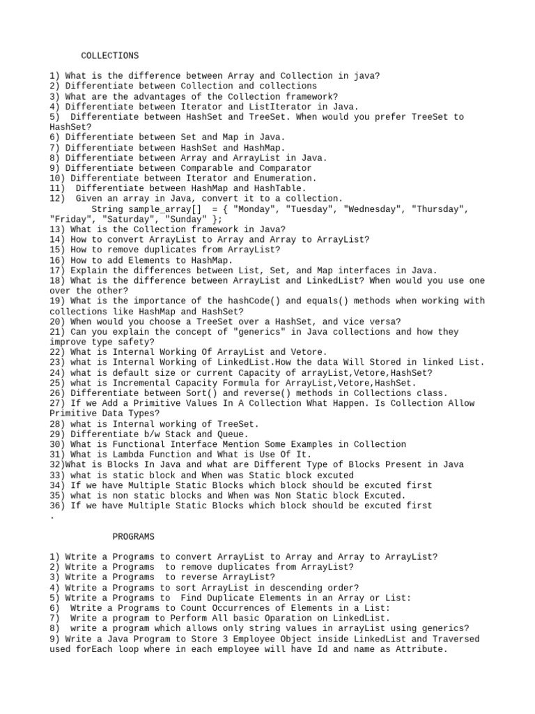 Collections Questions | PDF | Anonymous Function | Software Development
