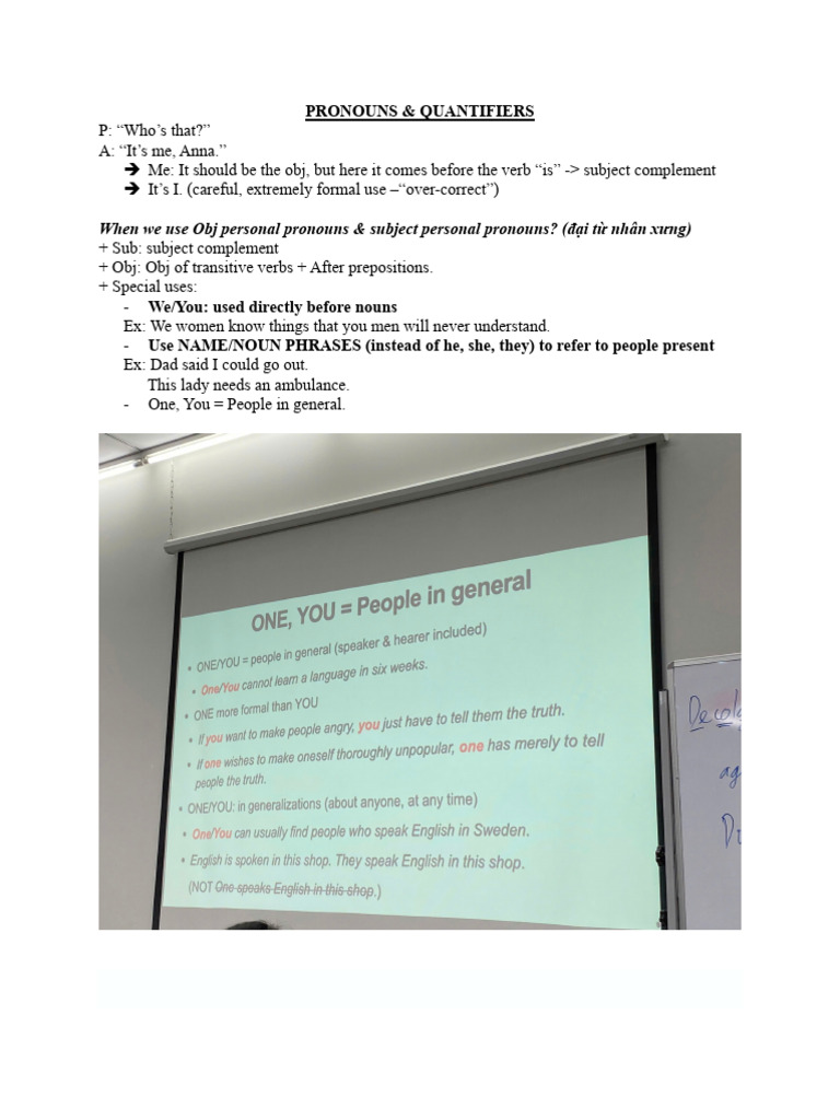 Pronouns Quantifiers Note Pdf