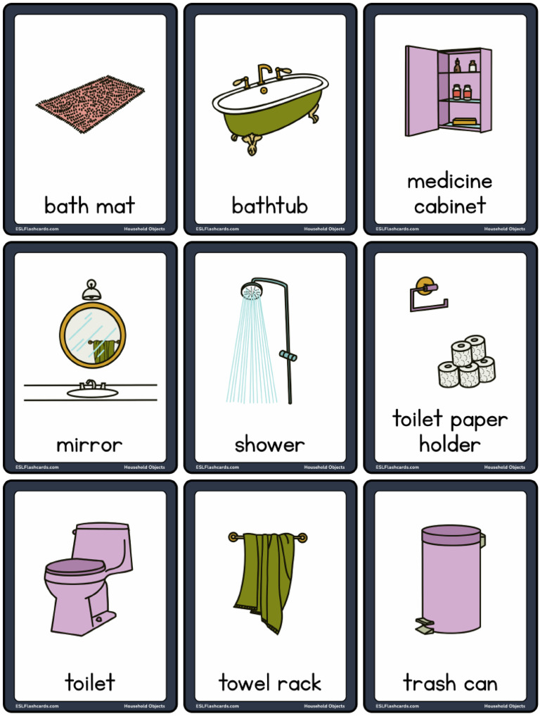 Household Objects Small Flashcards With Labels | PDF
