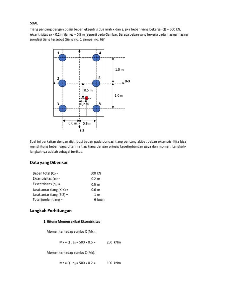 Soal Pile Load Distribution Eccentricity v3 | PDF