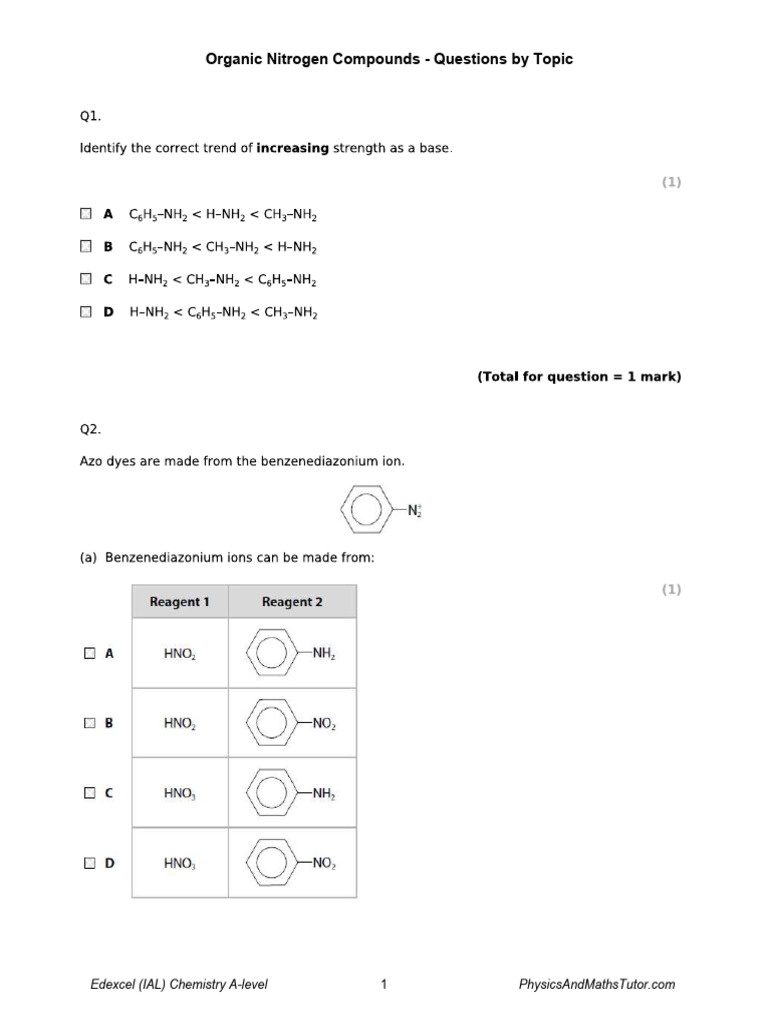Organic Nitrogen Compounds Guide | PDF