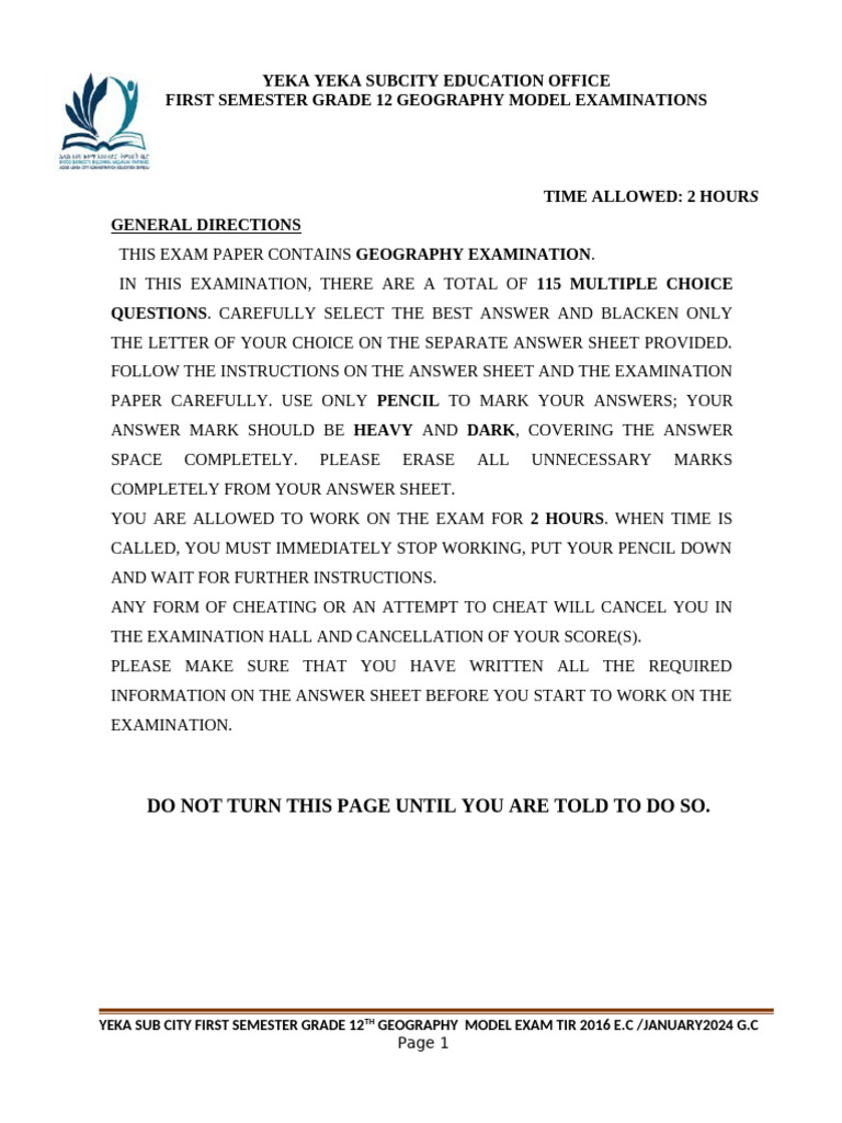 Geography Grade 12 Model | PDF | Climate Change | Greenhouse Gas