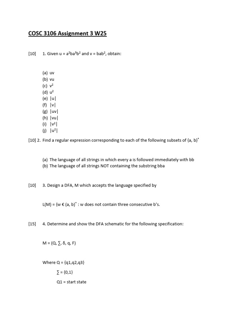 COSC 3106 Assignment 3 | PDF