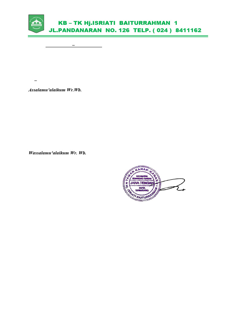 Surat KB & TK B - Pemberitahuan Februari 2025 | PDF