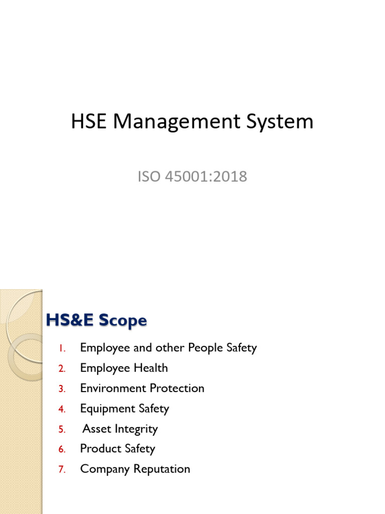 HSE Management System Overview | PDF | Occupational Safety And Health ...