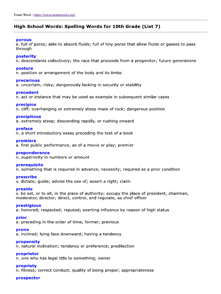 High School Words 7 | PDF