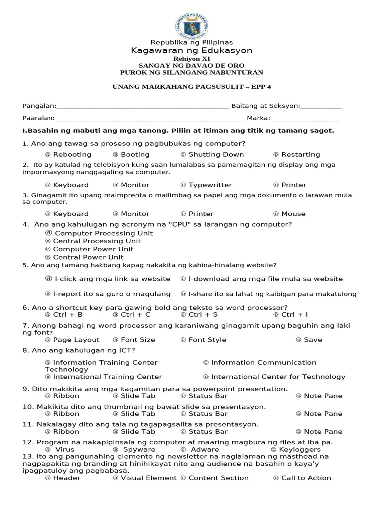 EPP-4-ICT-FIRST-GRADING (1) | PDF
