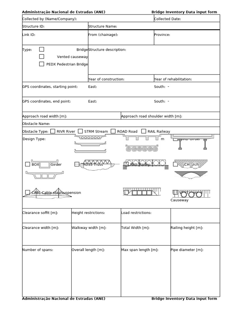 Mozambique_Inventory-input-form 2017_Comments-TROL | PDF | Bridge ...