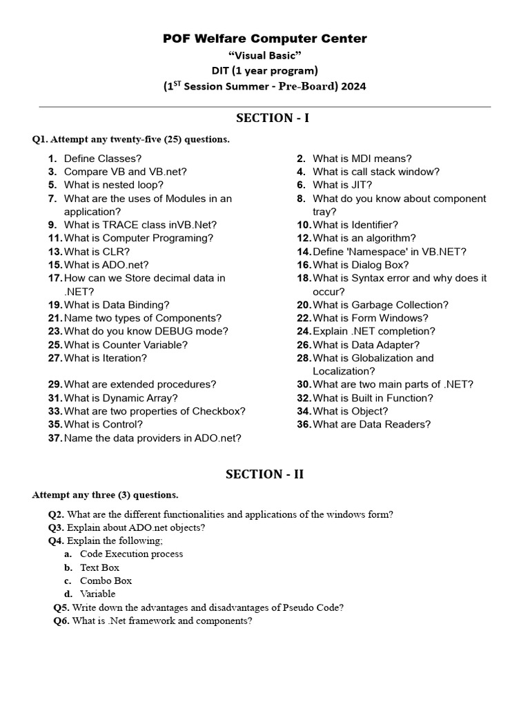 Visual Basic Notes For Students Pdf Computer Programming Software