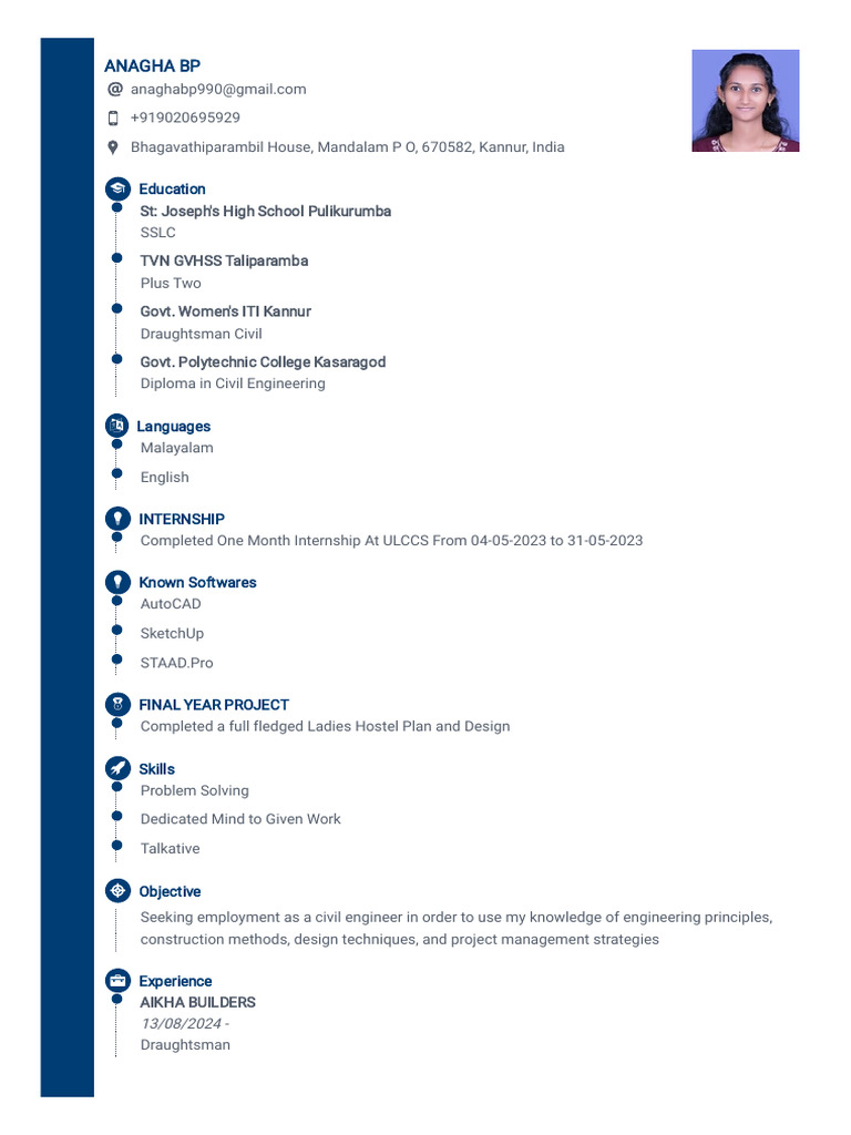 Civil Engineer CV for Diploma Holder | PDF