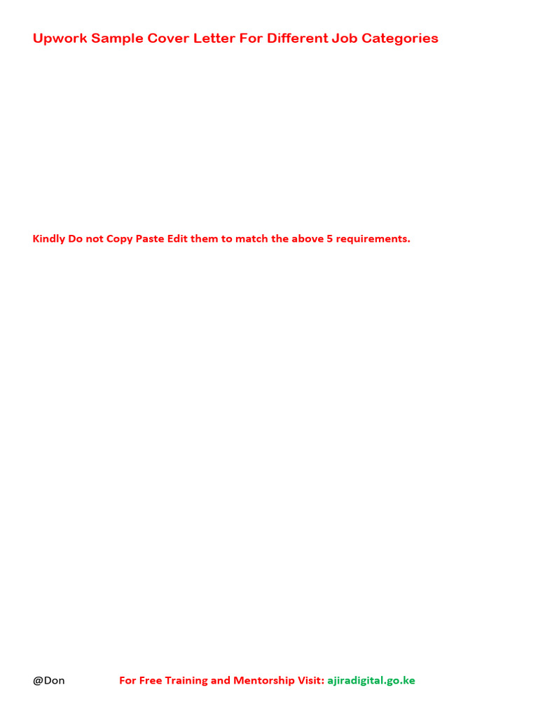 Upwork Cover Letter Samples Guide | PDF | Digital Marketing | Marketing