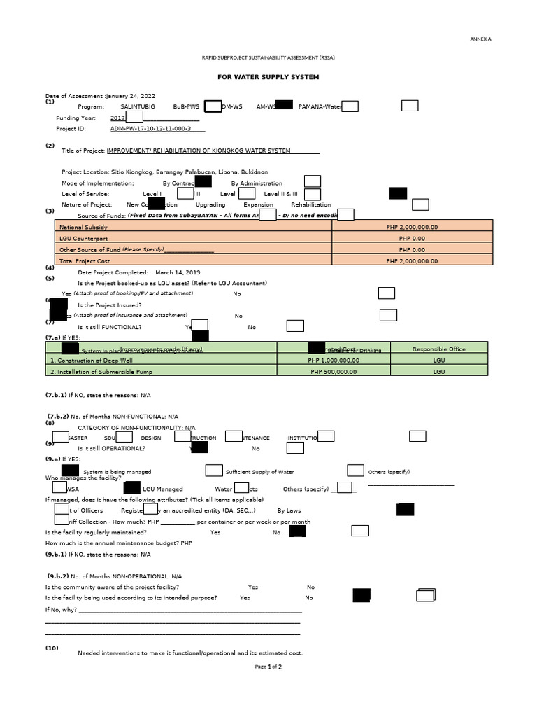 Fy 2017 Adm - Water (Kiongkog) | PDF | Environmental Engineering ...