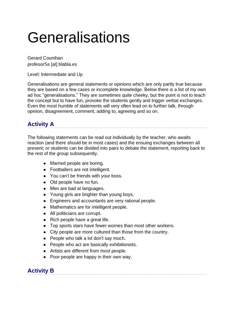 Generalisations | PDF