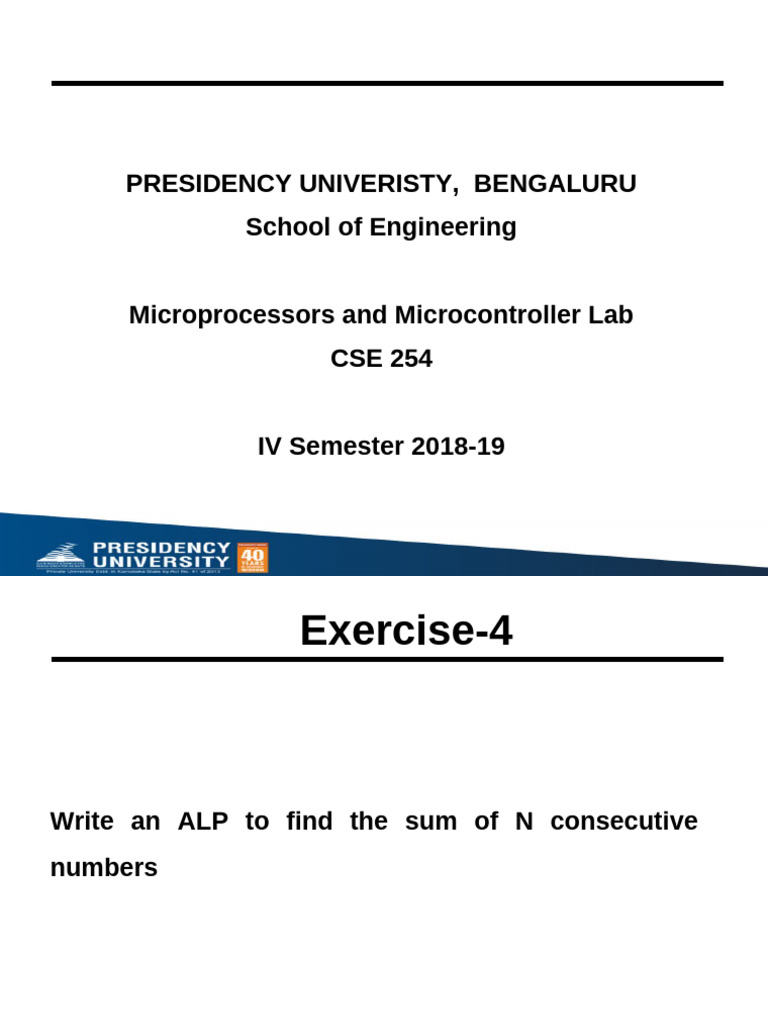 Assembly Language Sum of N Numbers | PDF