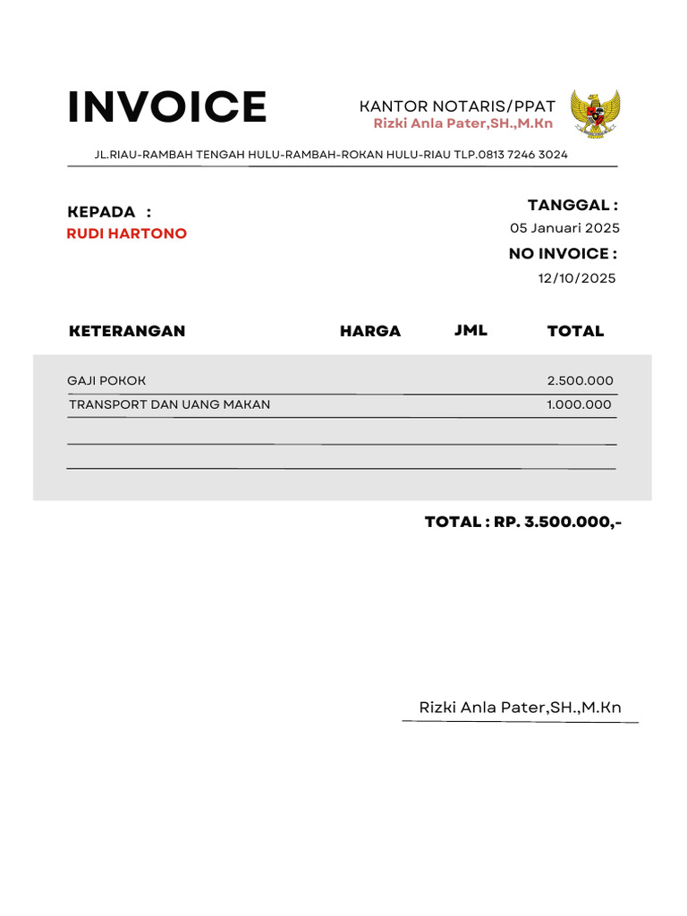 Hitam Putih Minimalist Profesional Bisnis Faktur Invoice | PDF