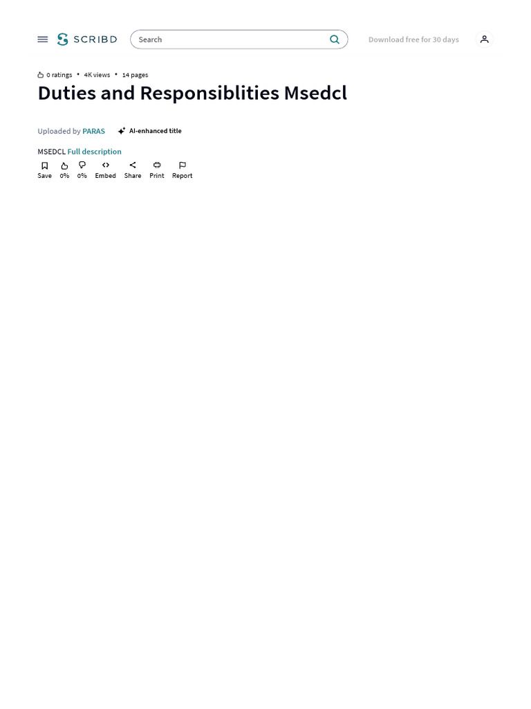 Duties and Responsiblities Msedcl - PDF | PDF