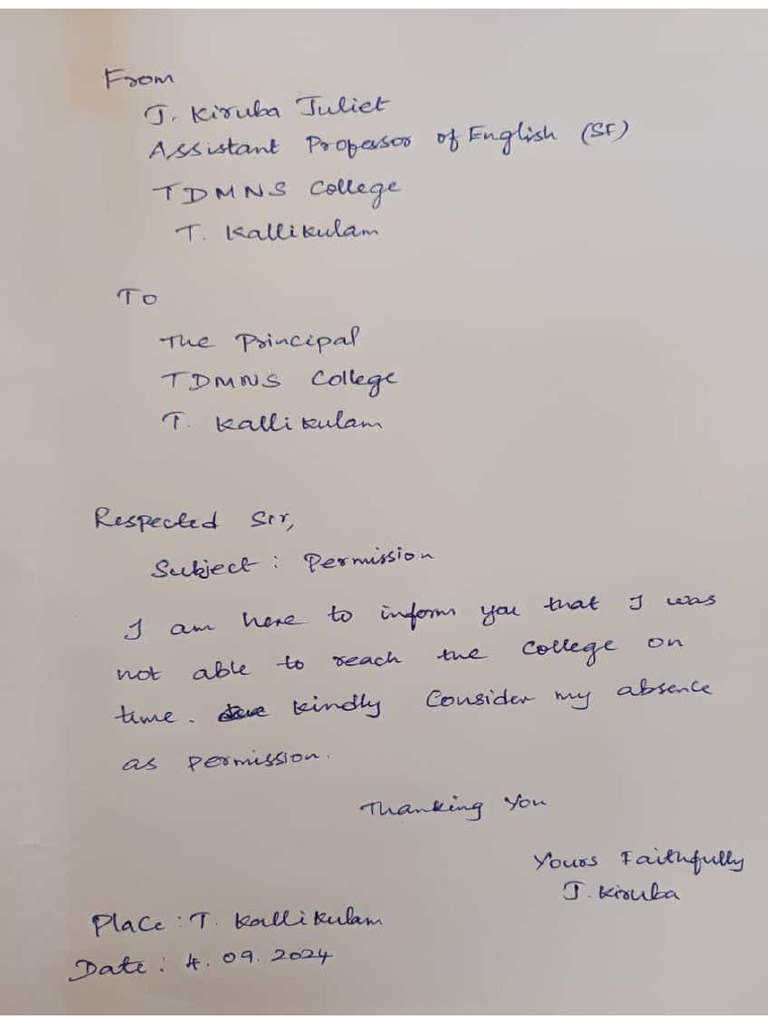 Format of Permission Letter and Od Letter | PDF