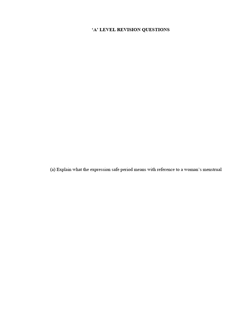 A Level Biology Revision Questions Guide | PDF | Photosynthesis ...