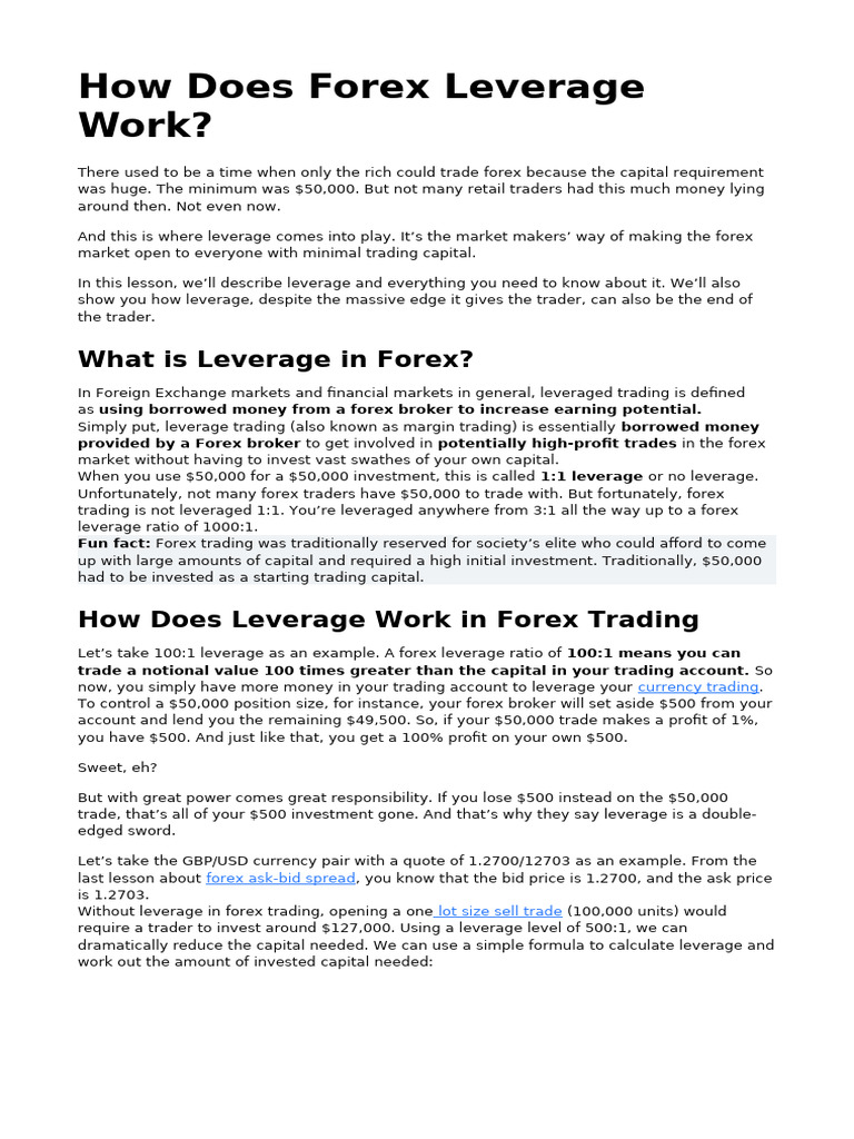 How Does Forex Leverage Work | PDF | Foreign Exchange Market | Leverage (Finance)
