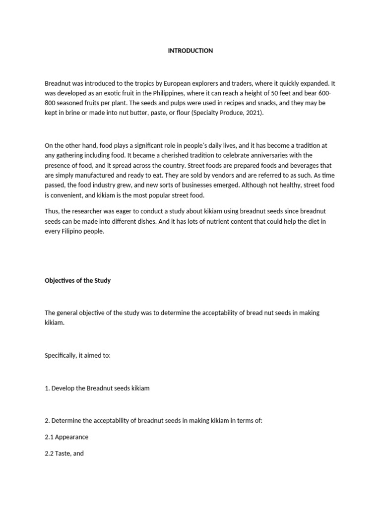 Breadnut Seed Kikiam: Acceptability Study | PDF | Flour | Foods